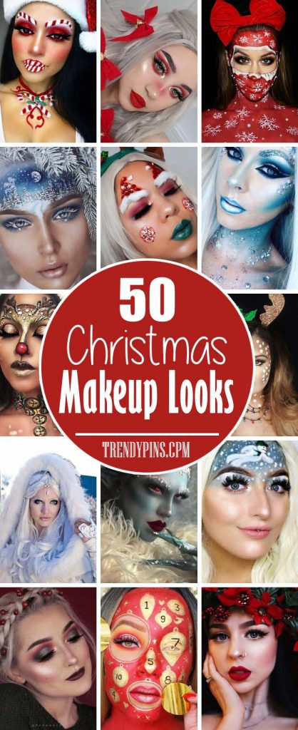 50 Christmas Makeup Looks to Try Out This Season | Trendy Pins