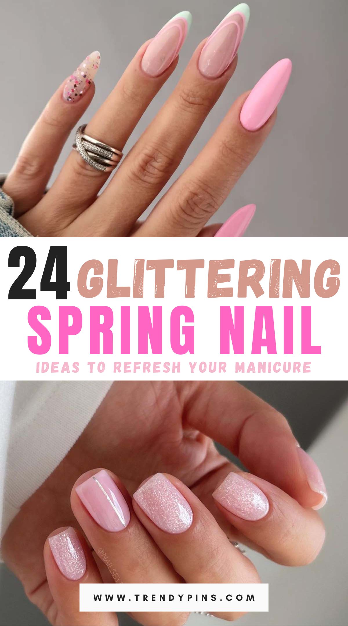 24 Spring Nail Designs with Sparkle to Try This Season