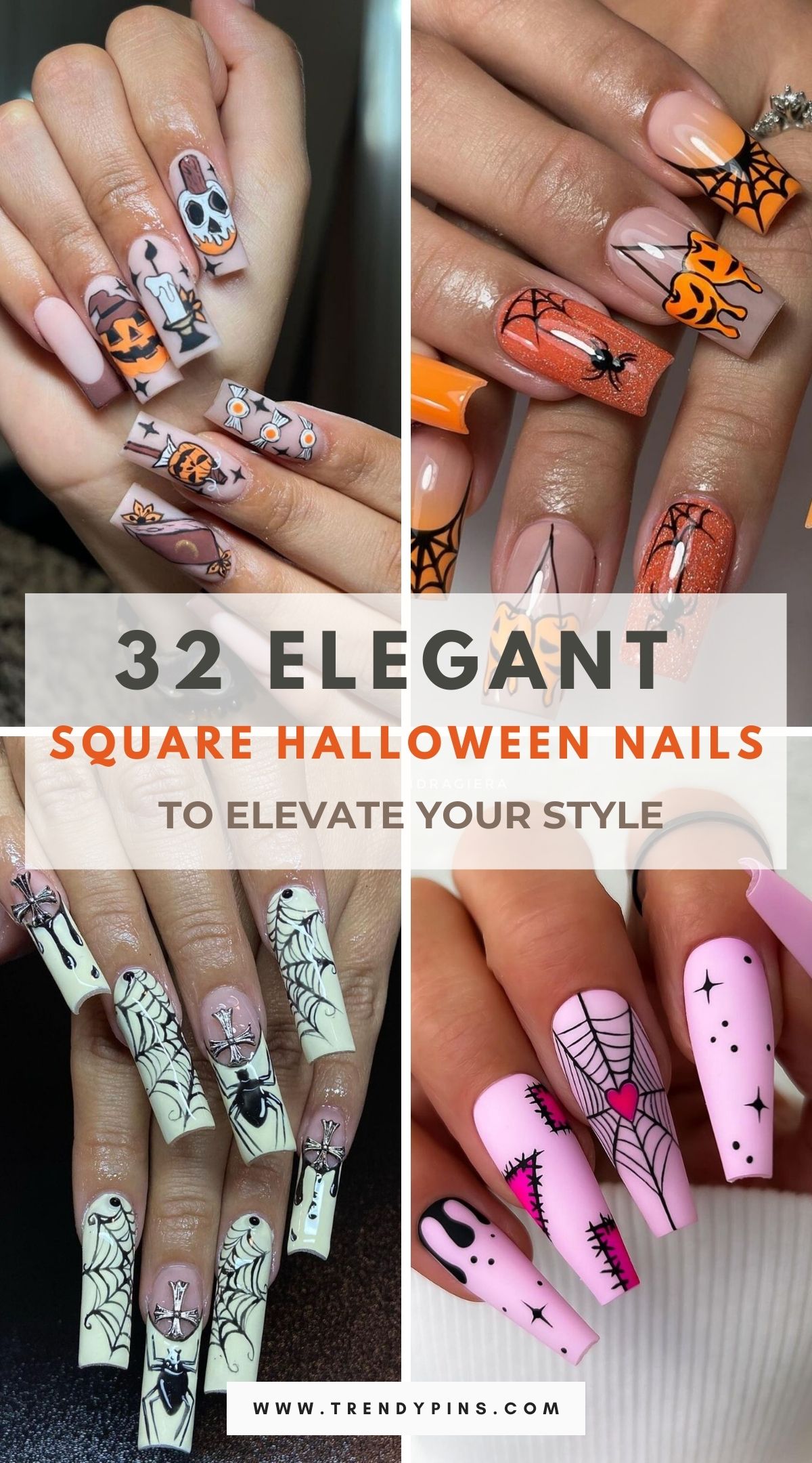 32 Chic Square Halloween Nails for a Perfectly Spooky Look