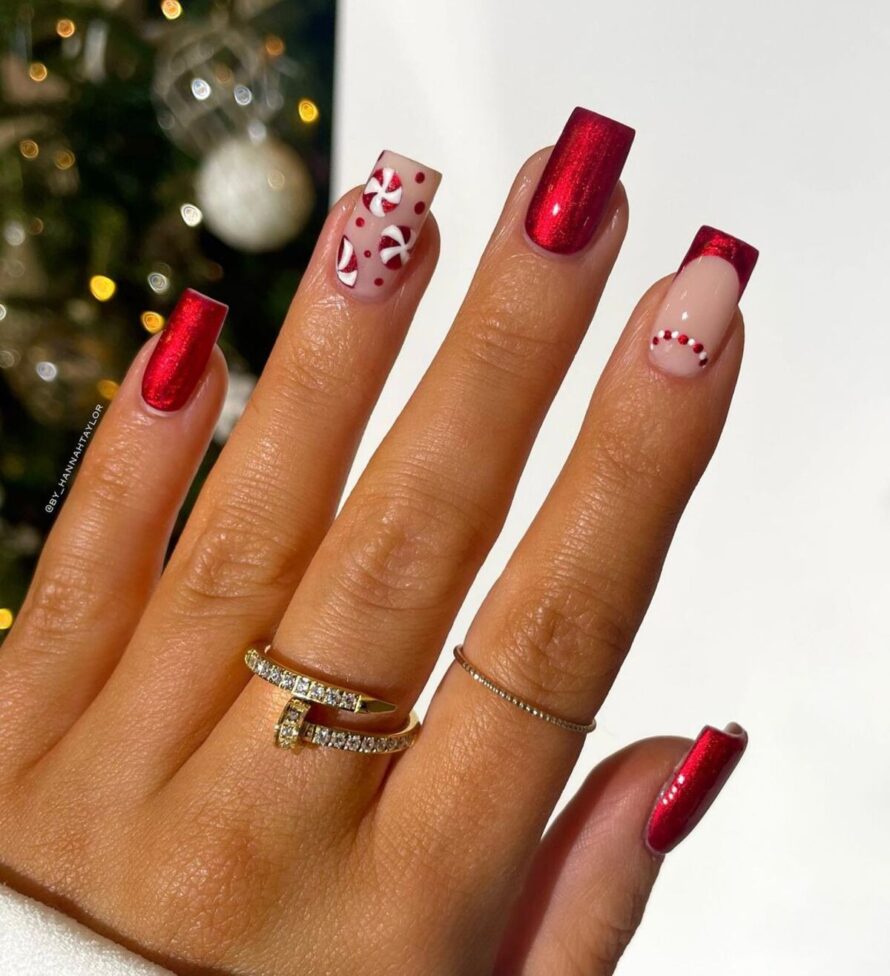 27 Chic Square Christmas Nails to Impress at Every Party