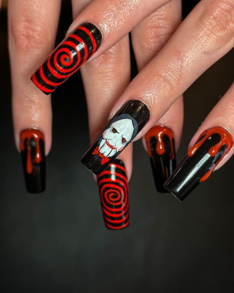 32 Chic Square Halloween Nails for a Perfectly Spooky Look