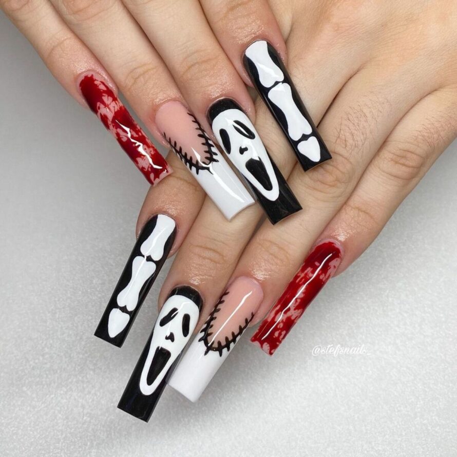 32 Chic Square Halloween Nails for a Perfectly Spooky Look