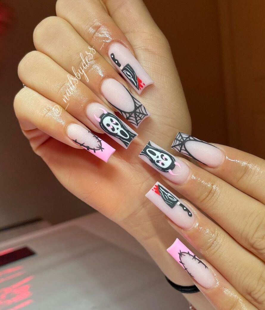 32 Chic Square Halloween Nails for a Perfectly Spooky Look