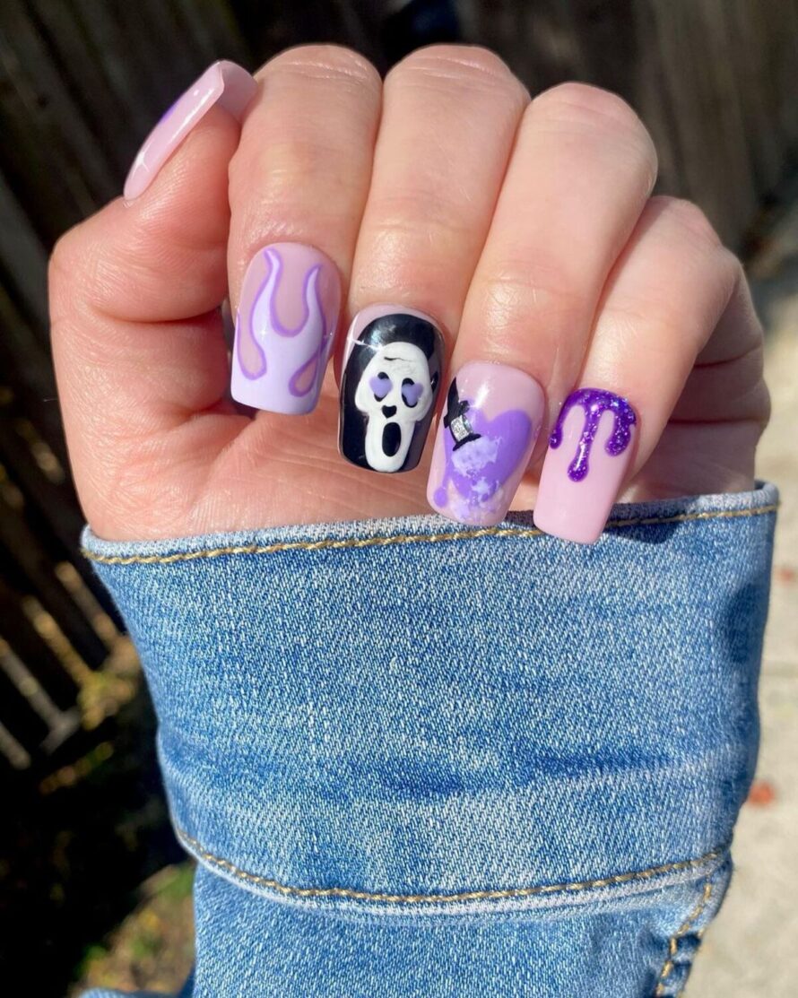 32 Chic Square Halloween Nails for a Perfectly Spooky Look