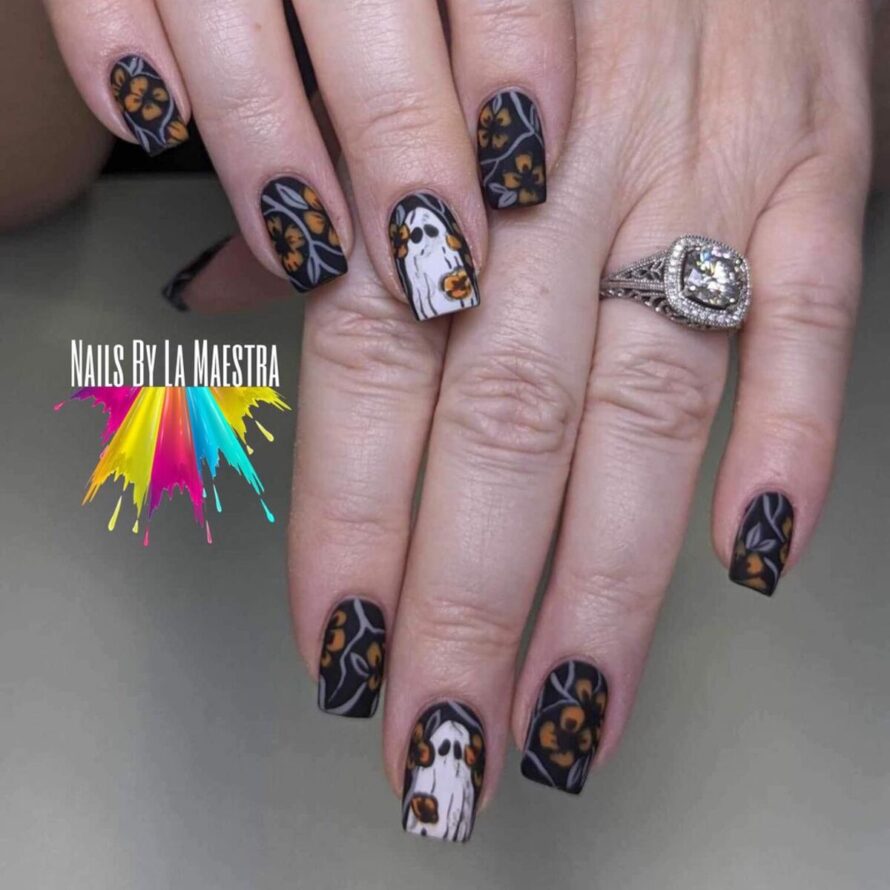 32 Chic Square Halloween Nails for a Perfectly Spooky Look