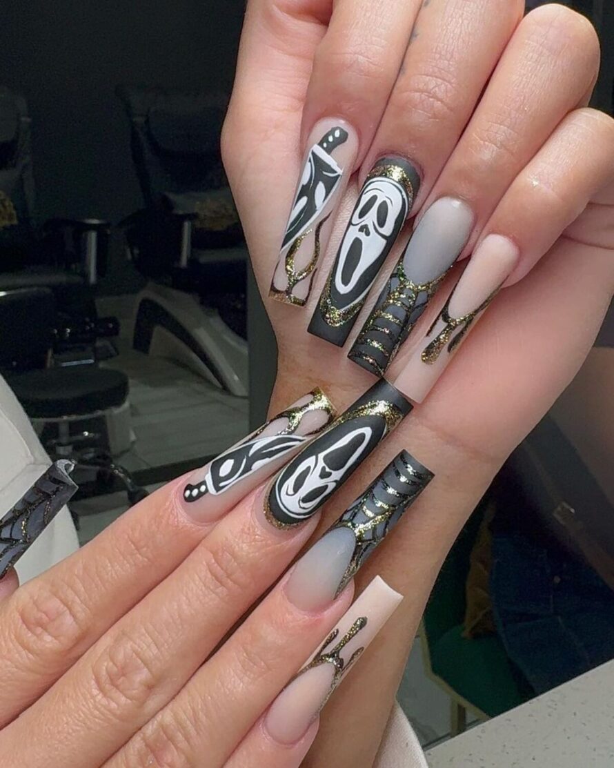 32 Chic Square Halloween Nails for a Perfectly Spooky Look
