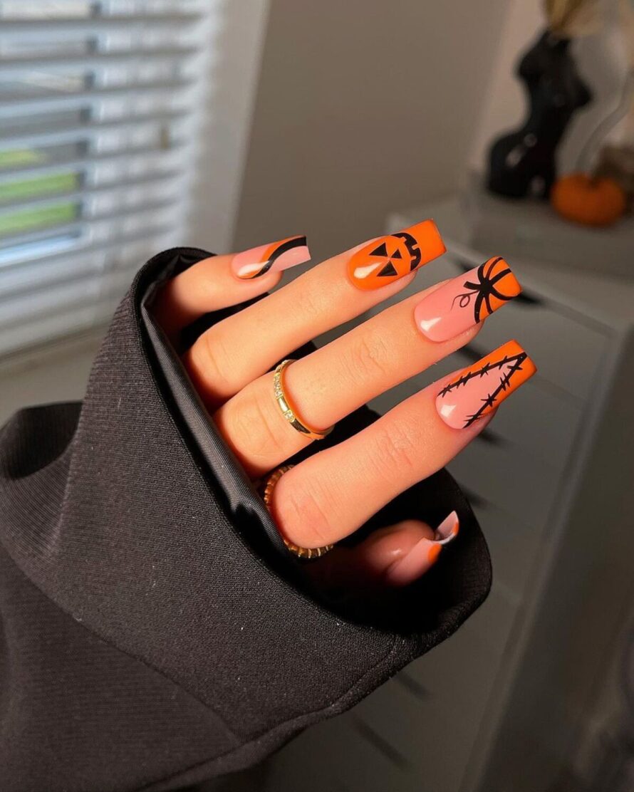 32 Chic Square Halloween Nails for a Perfectly Spooky Look