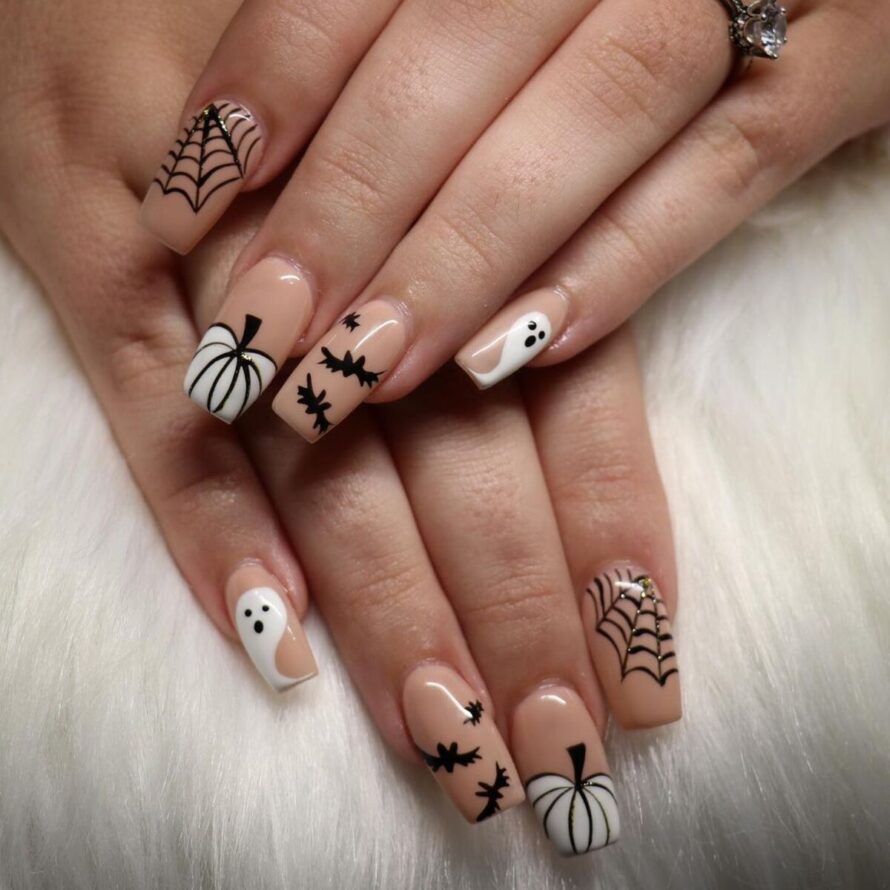 32 Chic Square Halloween Nails for a Perfectly Spooky Look