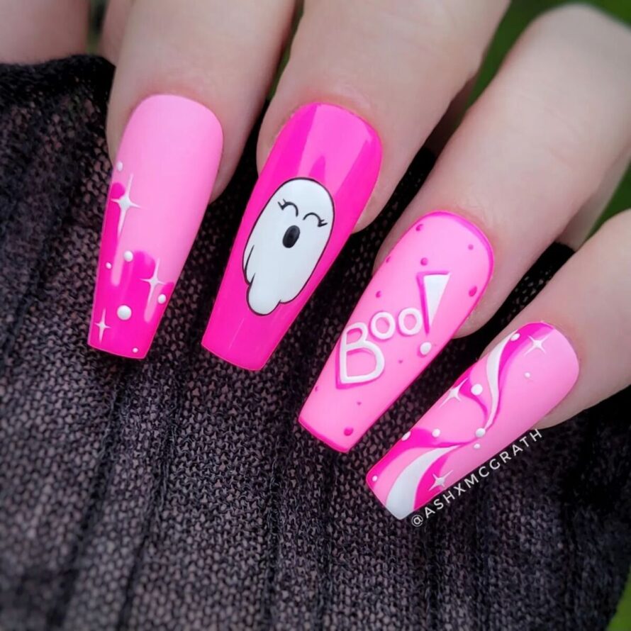25 Cute and Spooky Pink Halloween Nails for a Unique Twist