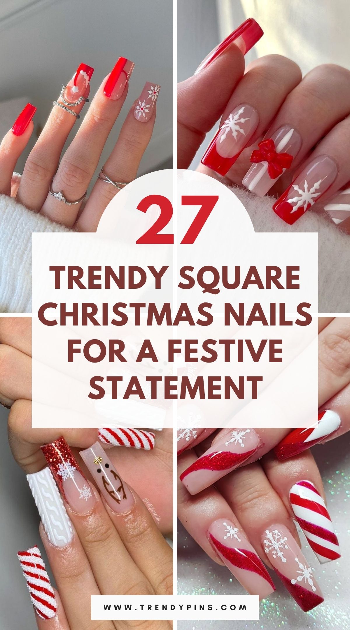 27 Chic Square Christmas Nails to Impress at Every Party