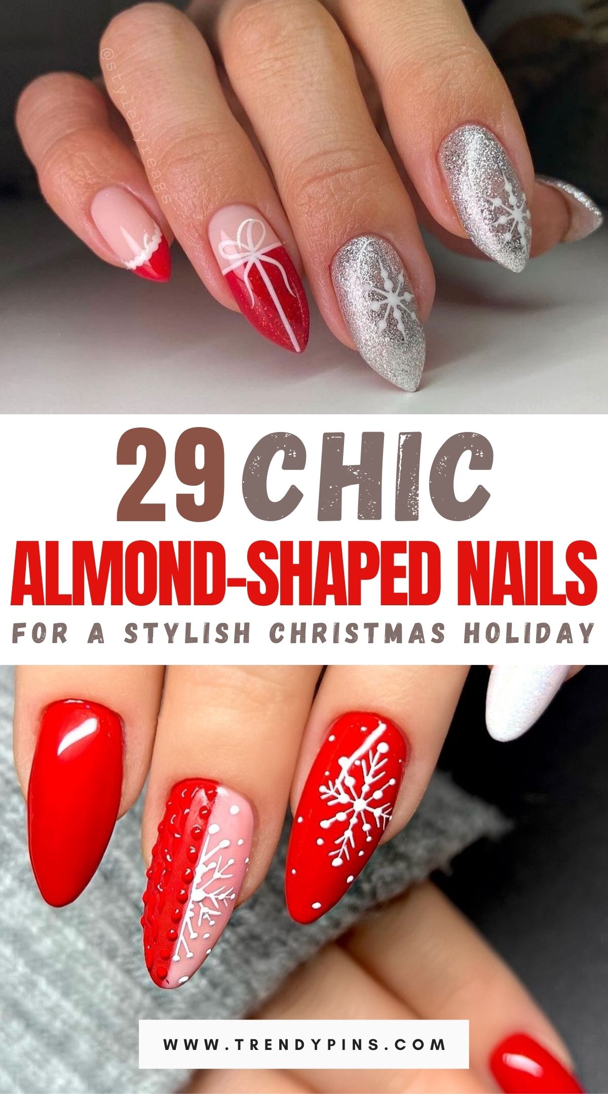 29 Elegant Almond-Shaped Christmas Nails to Show Off This Year