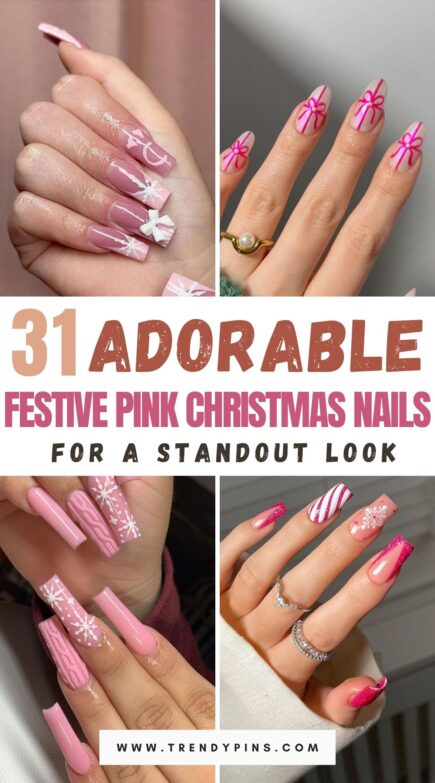 31 Cute and Festive Pink Christmas Nails for a Unique Holiday Style