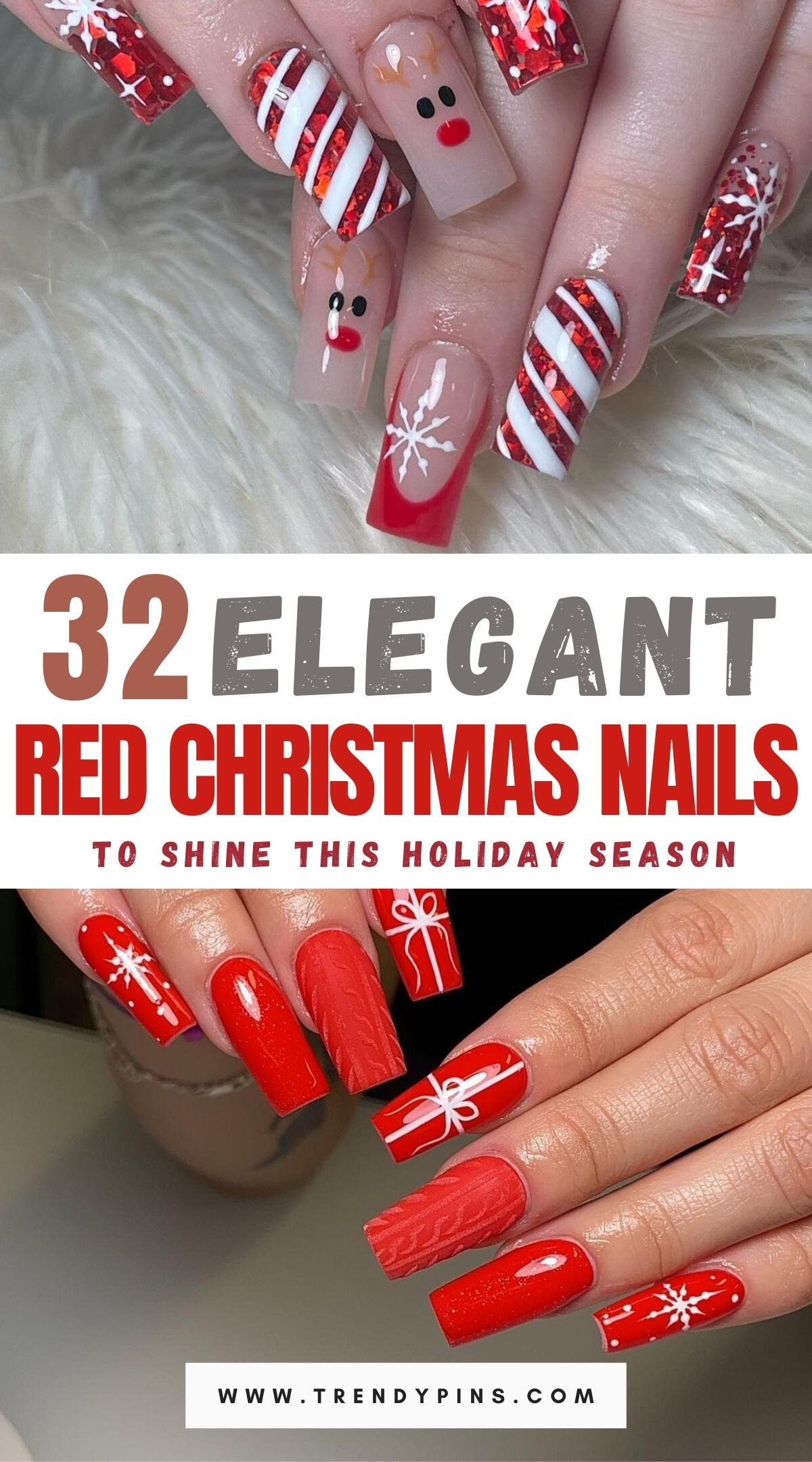32 Stunning Red Christmas Nails for a Classic Holiday Look