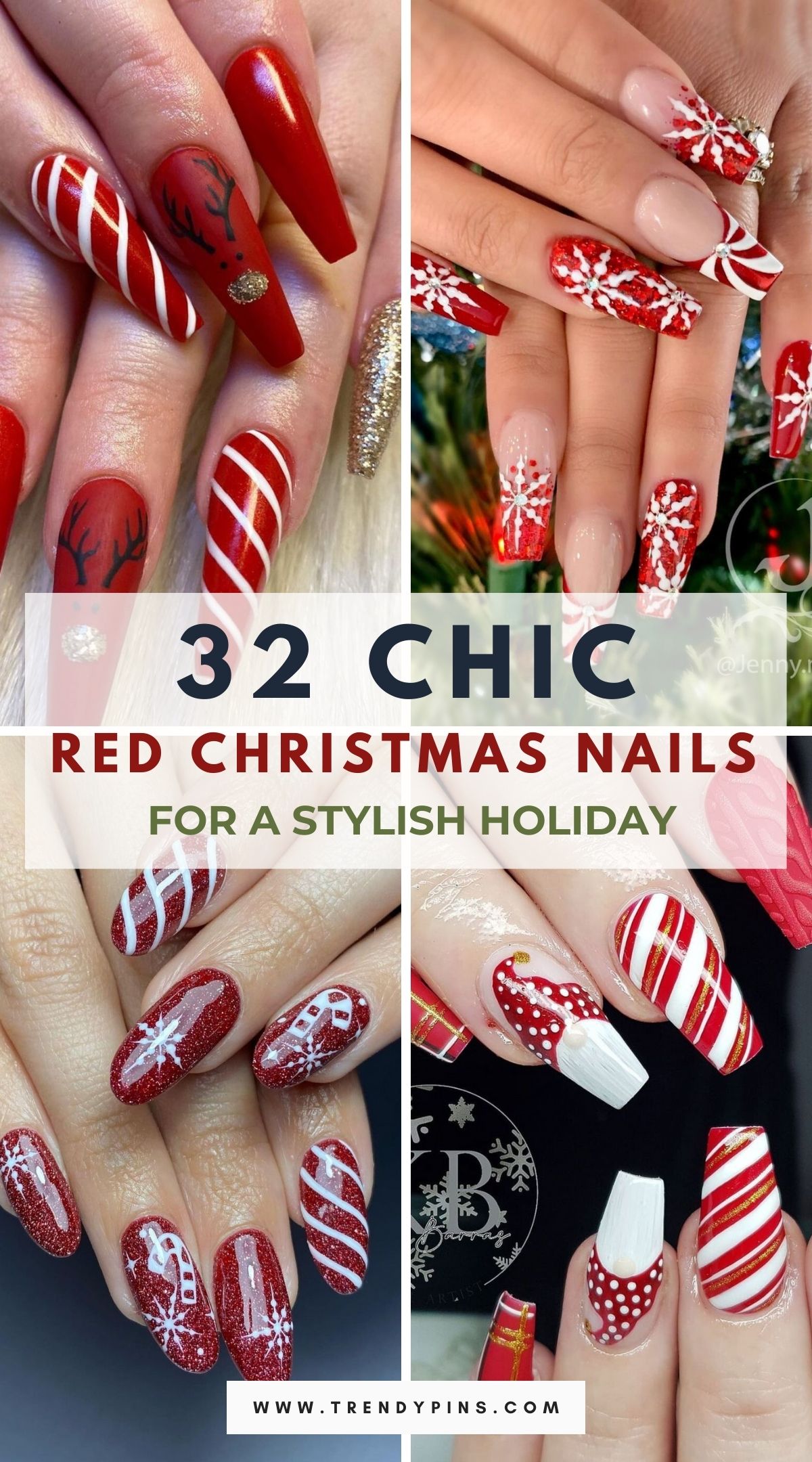 32 Stunning Red Christmas Nails for a Classic Holiday Look