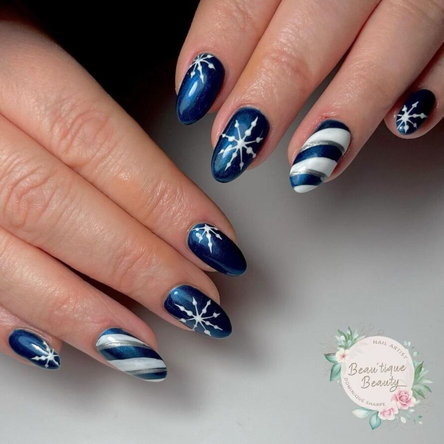 32 Cool Blue Christmas Nails for a Winter Wonderland Feel