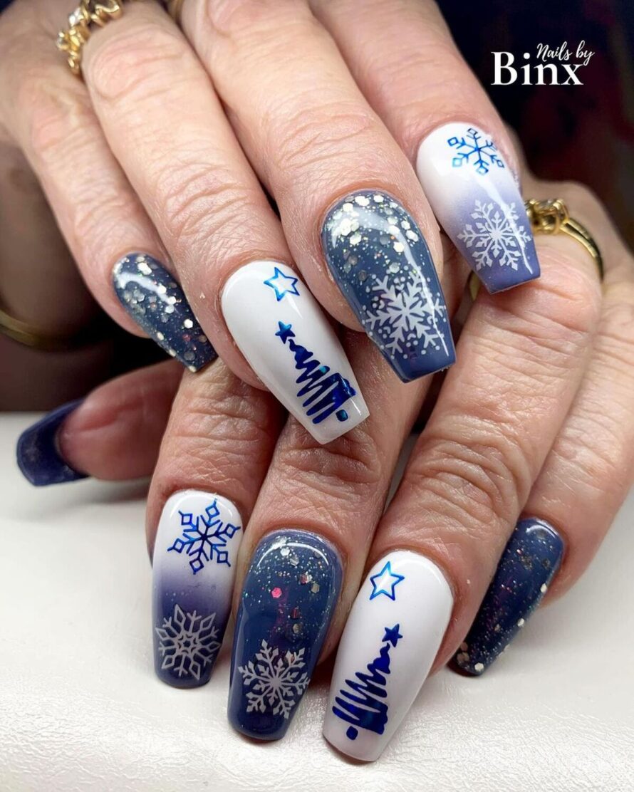32 Cool Blue Christmas Nails for a Winter Wonderland Feel
