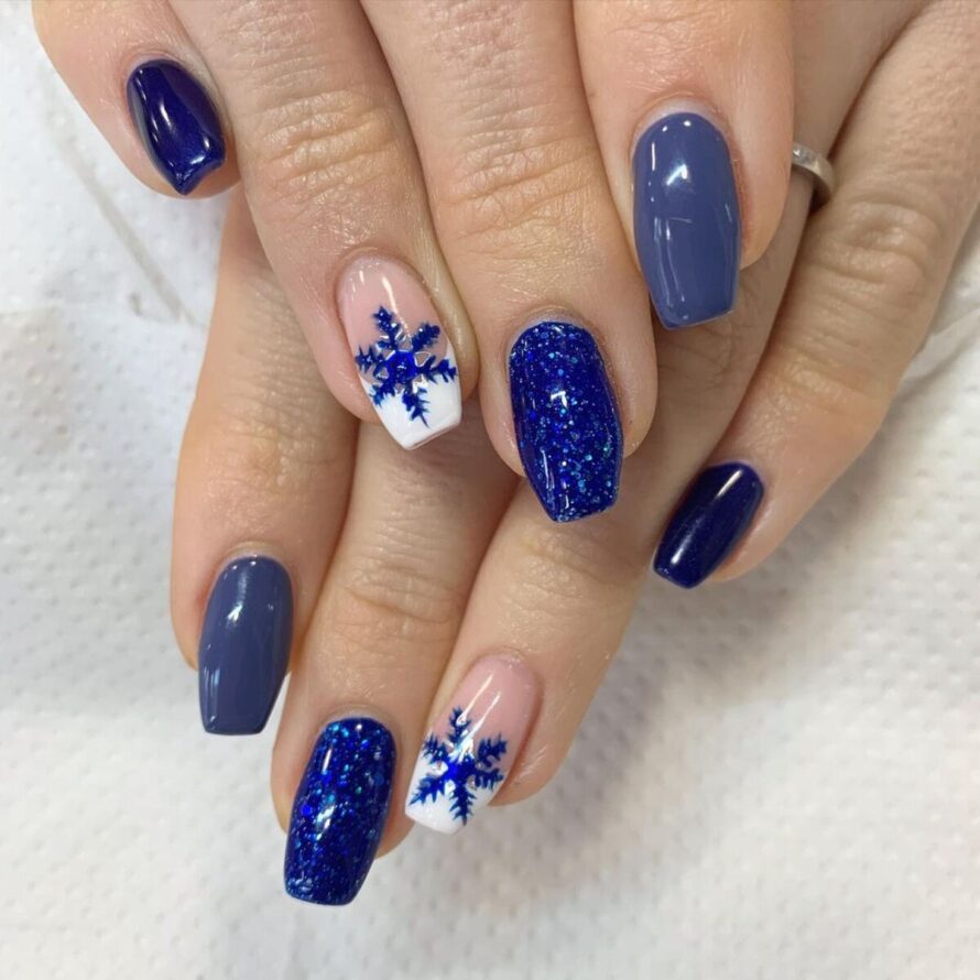 32 Cool Blue Christmas Nails for a Winter Wonderland Feel