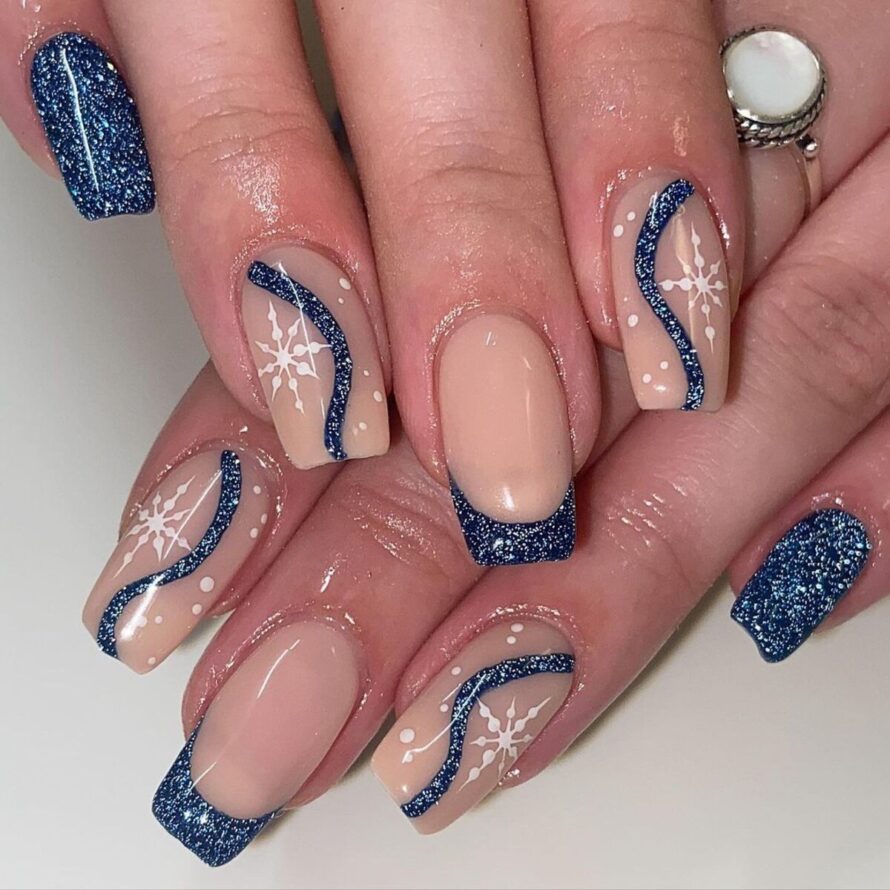 32 Cool Blue Christmas Nails for a Winter Wonderland Feel