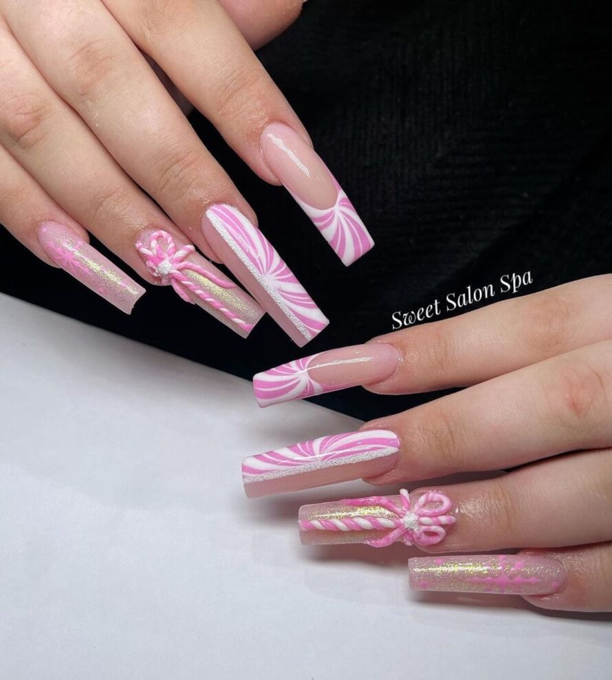 31 Cute and Festive Pink Christmas Nails for a Unique Holiday Style