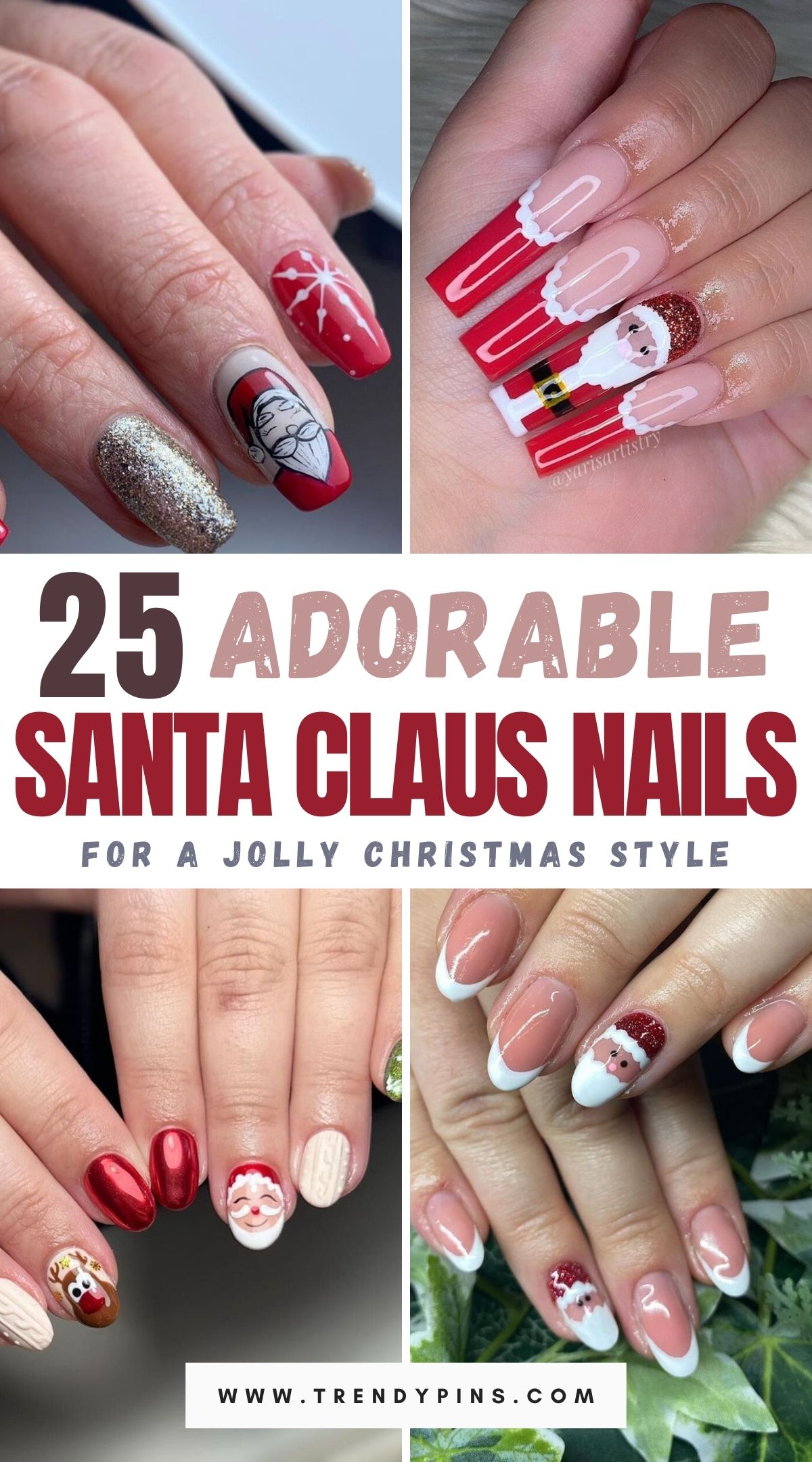 25 Adorable Santa Claus Christmas Nails for a Jolly Look