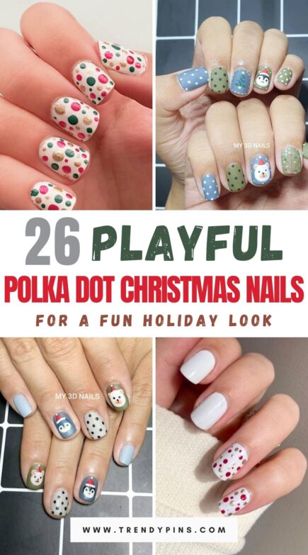 26 Playful Polka Dot Christmas Nails for a Fun and Festive Look