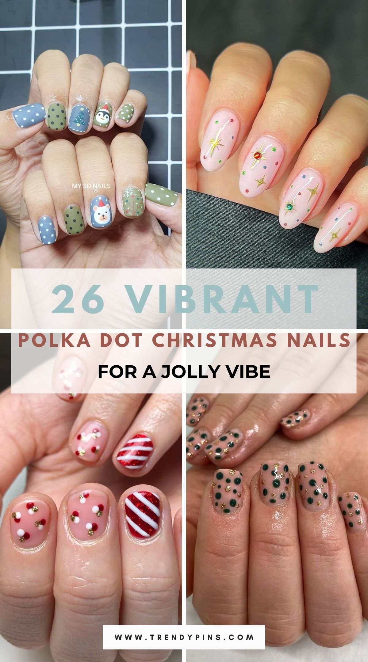 26 Playful Polka Dot Christmas Nails for a Fun and Festive Look