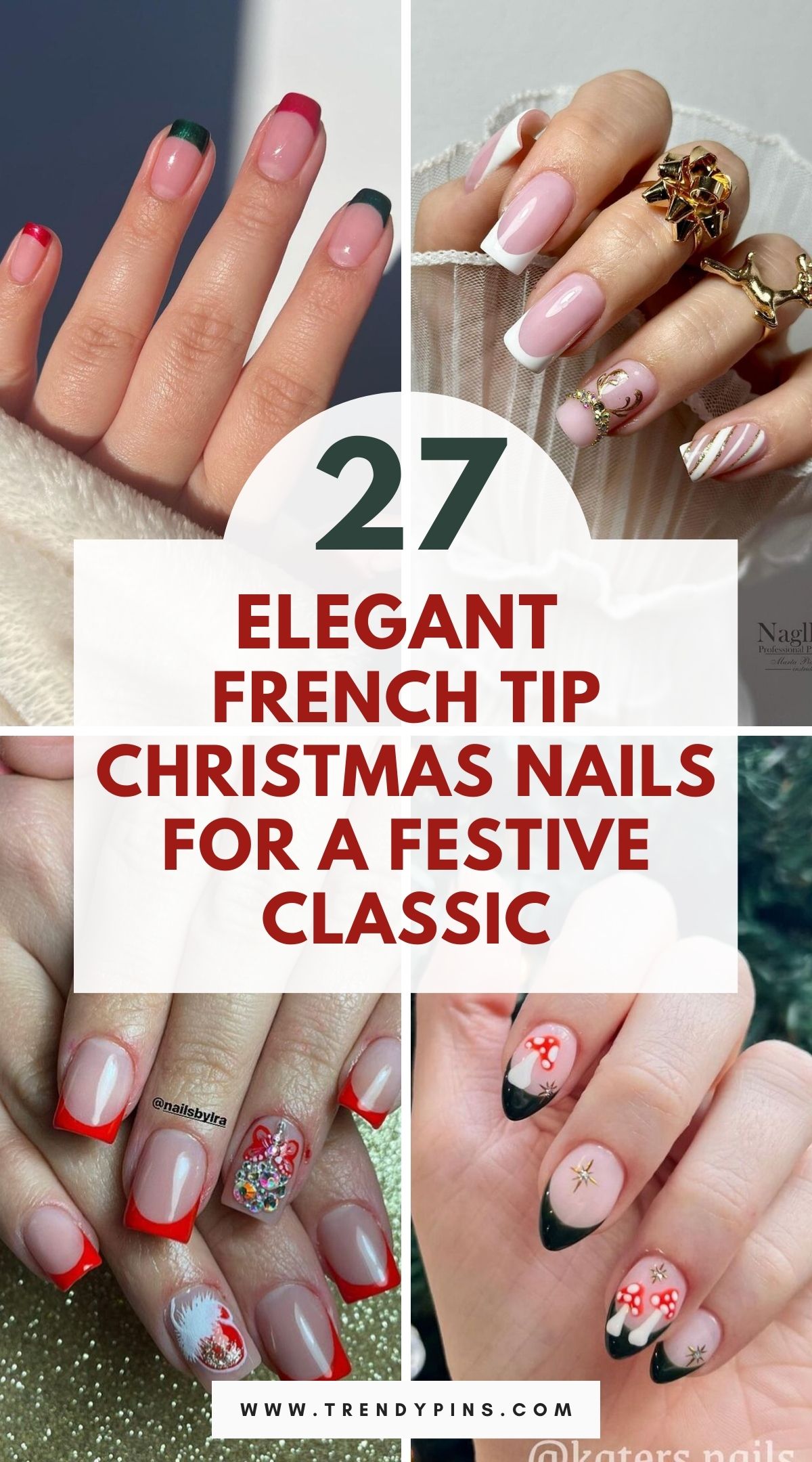27 Elegant French Tip Christmas Nails for a Classic Look
