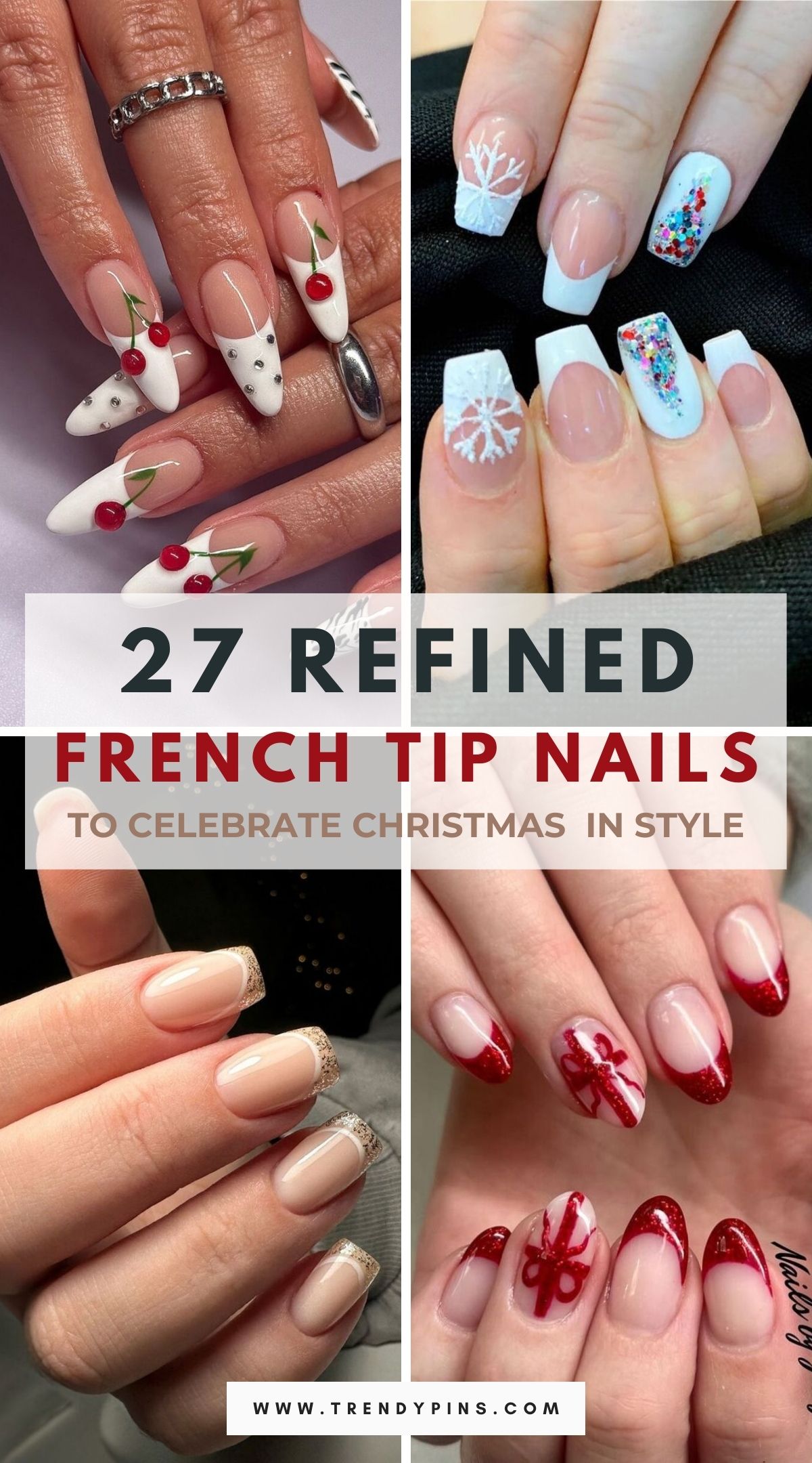 27 Elegant French Tip Christmas Nails for a Classic Look