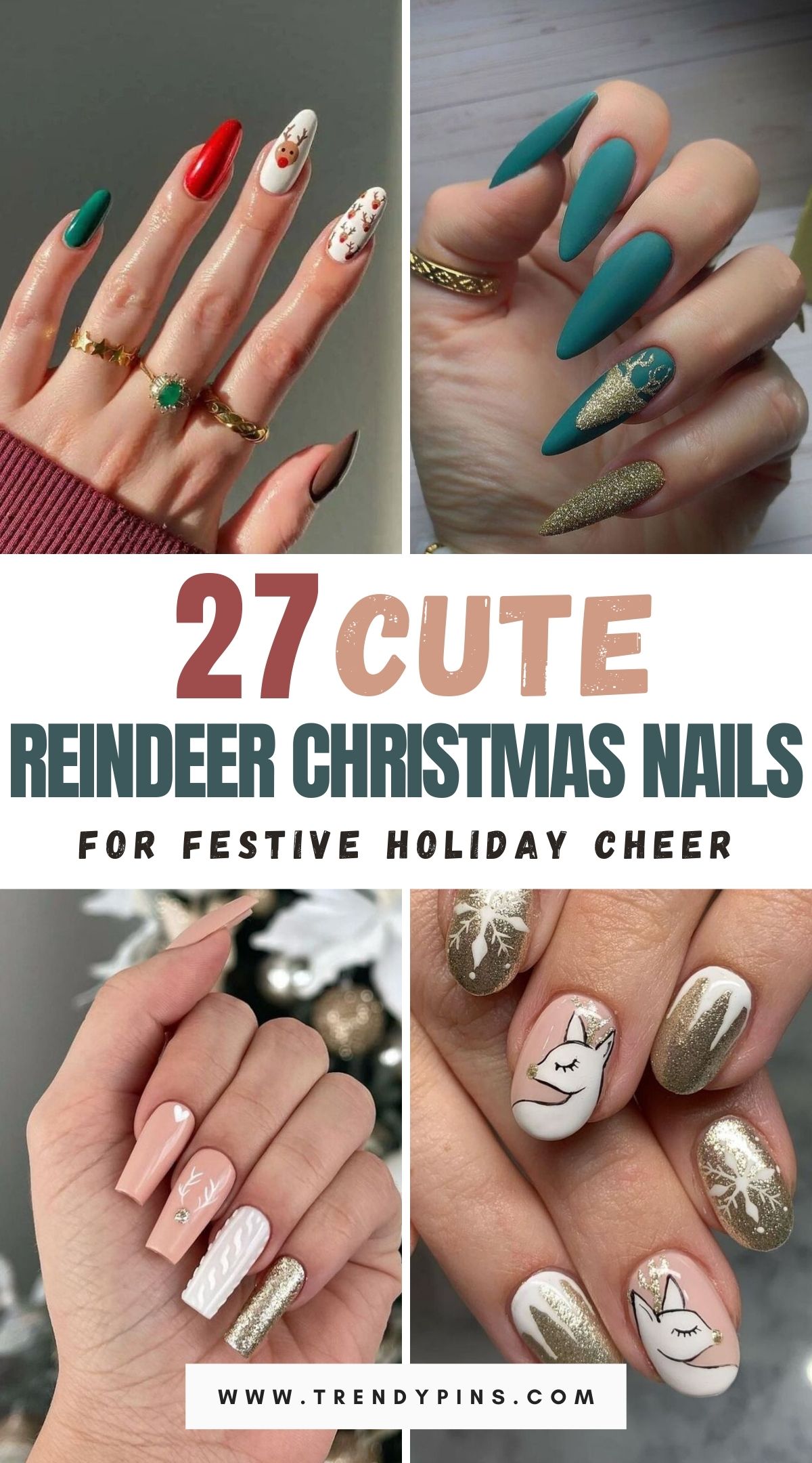 27 Cute Reindeer Christmas Nails To Add Some Holiday Cheer