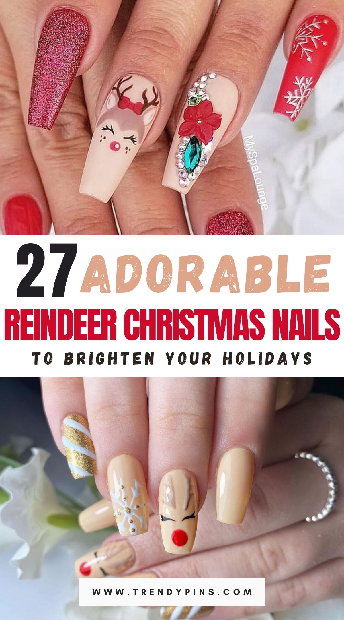 27 Cute Reindeer Christmas Nails To Add Some Holiday Cheer