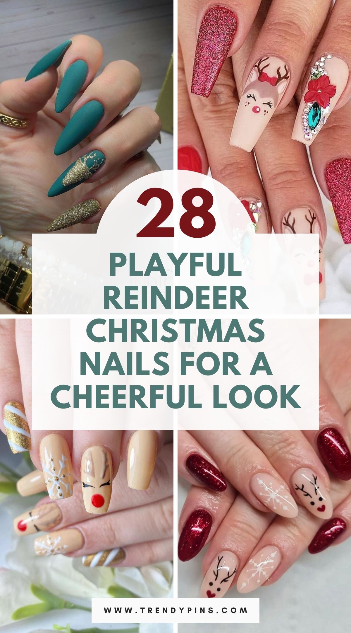 27 Cute Reindeer Christmas Nails To Add Some Holiday Cheer