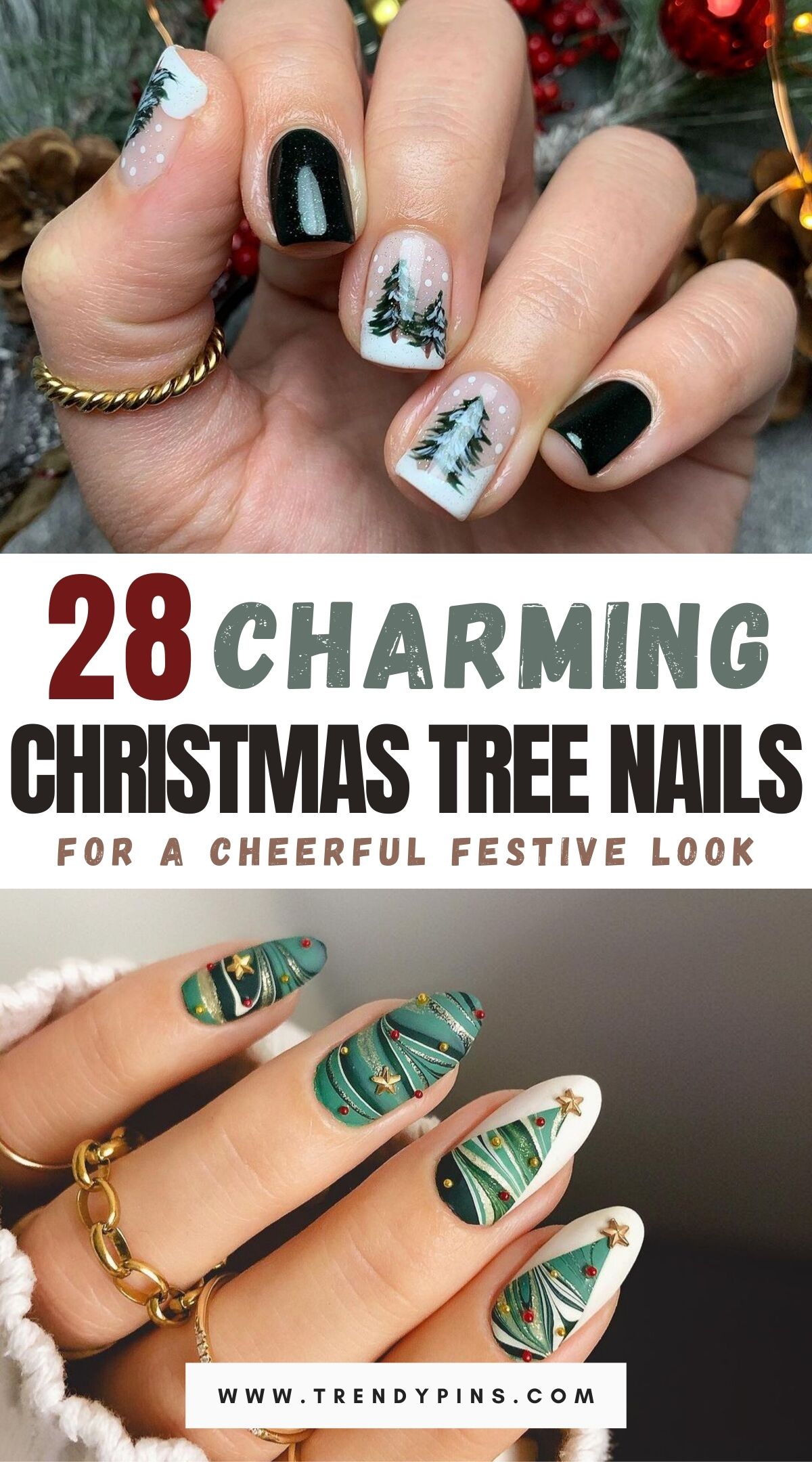 28 Christmas Nails With Trees To Celebrate the Holiday Spirit