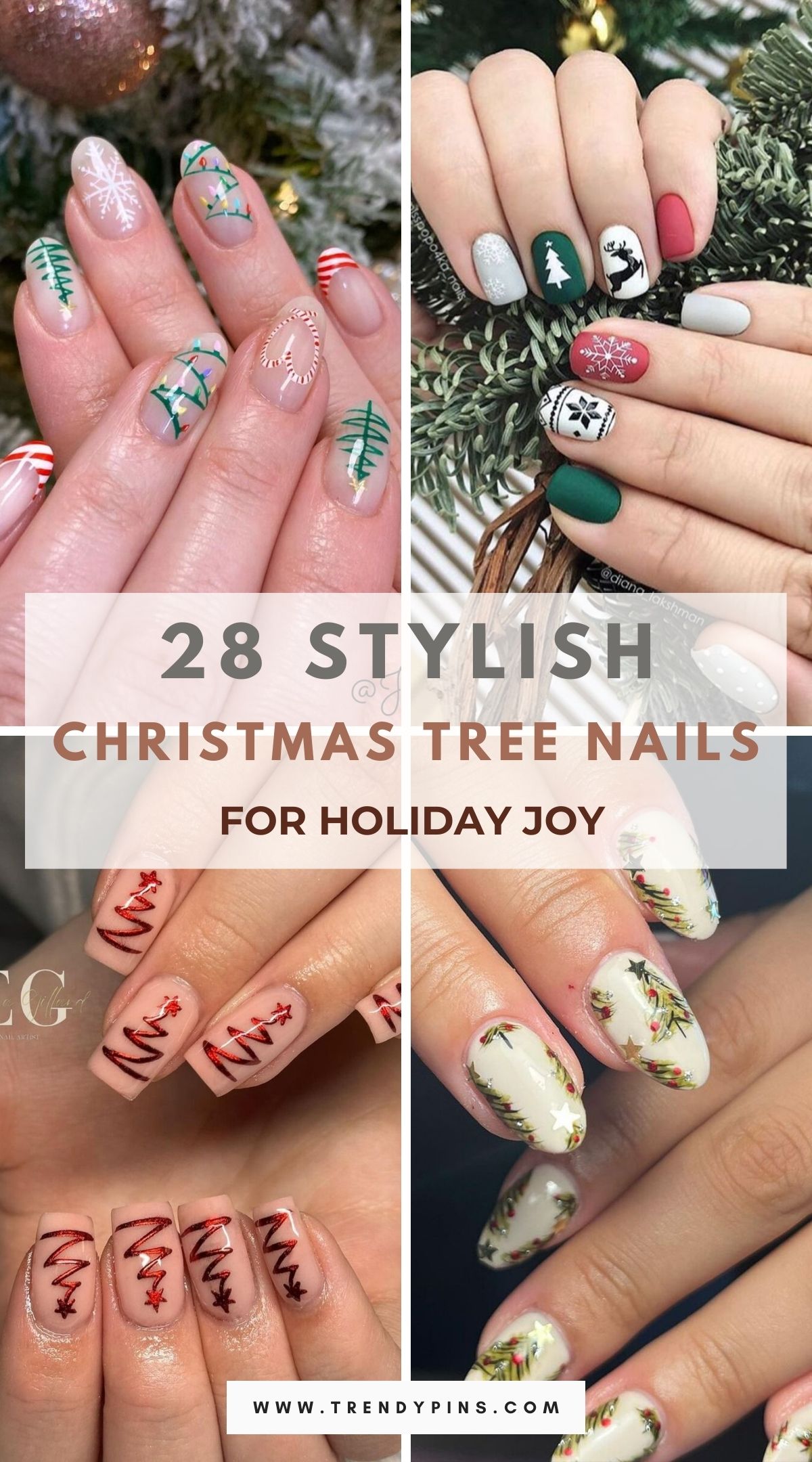 28 Christmas Nails With Trees To Celebrate the Holiday Spirit