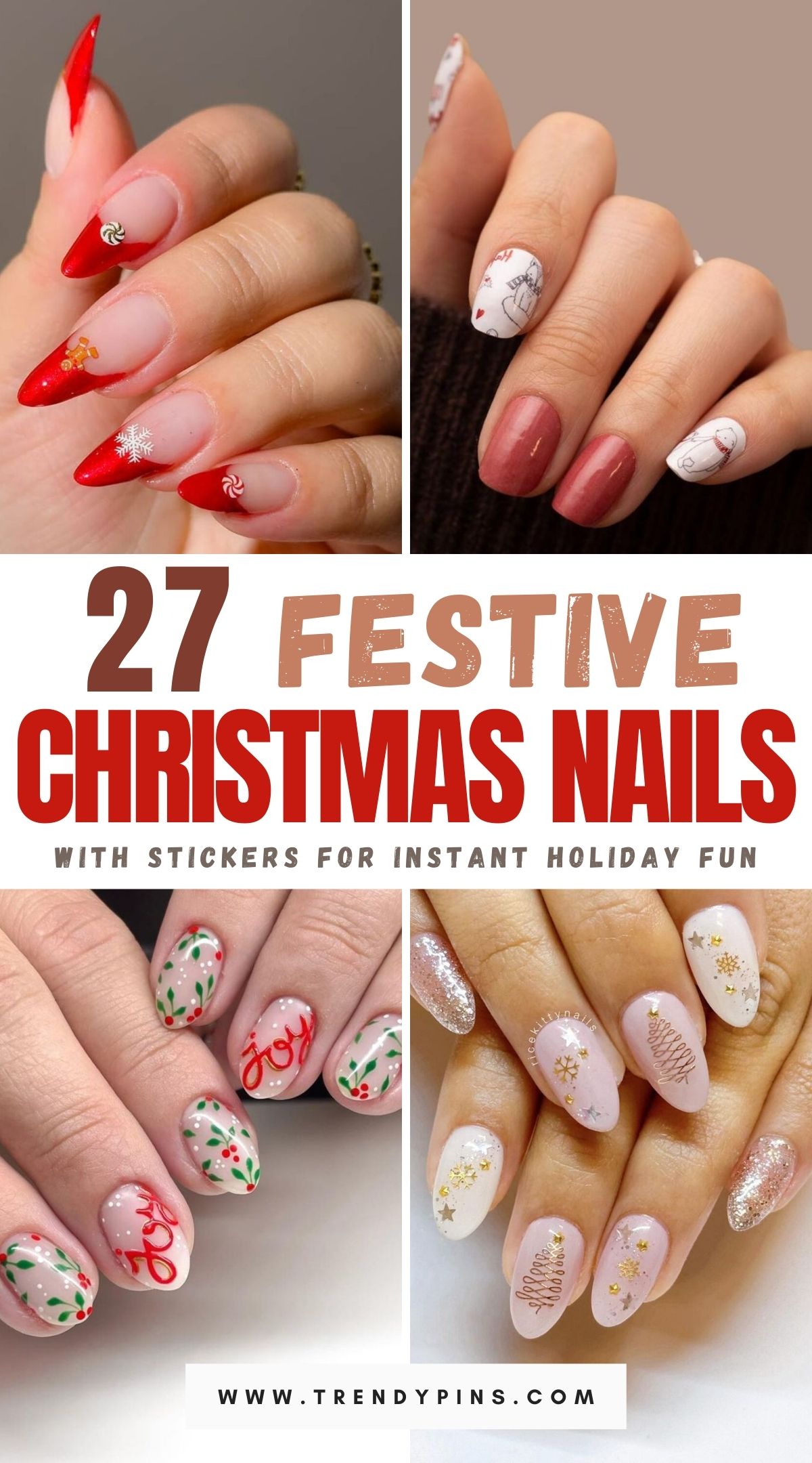 29 Fun Christmas Nails With Stickers for a Quick Festive Look