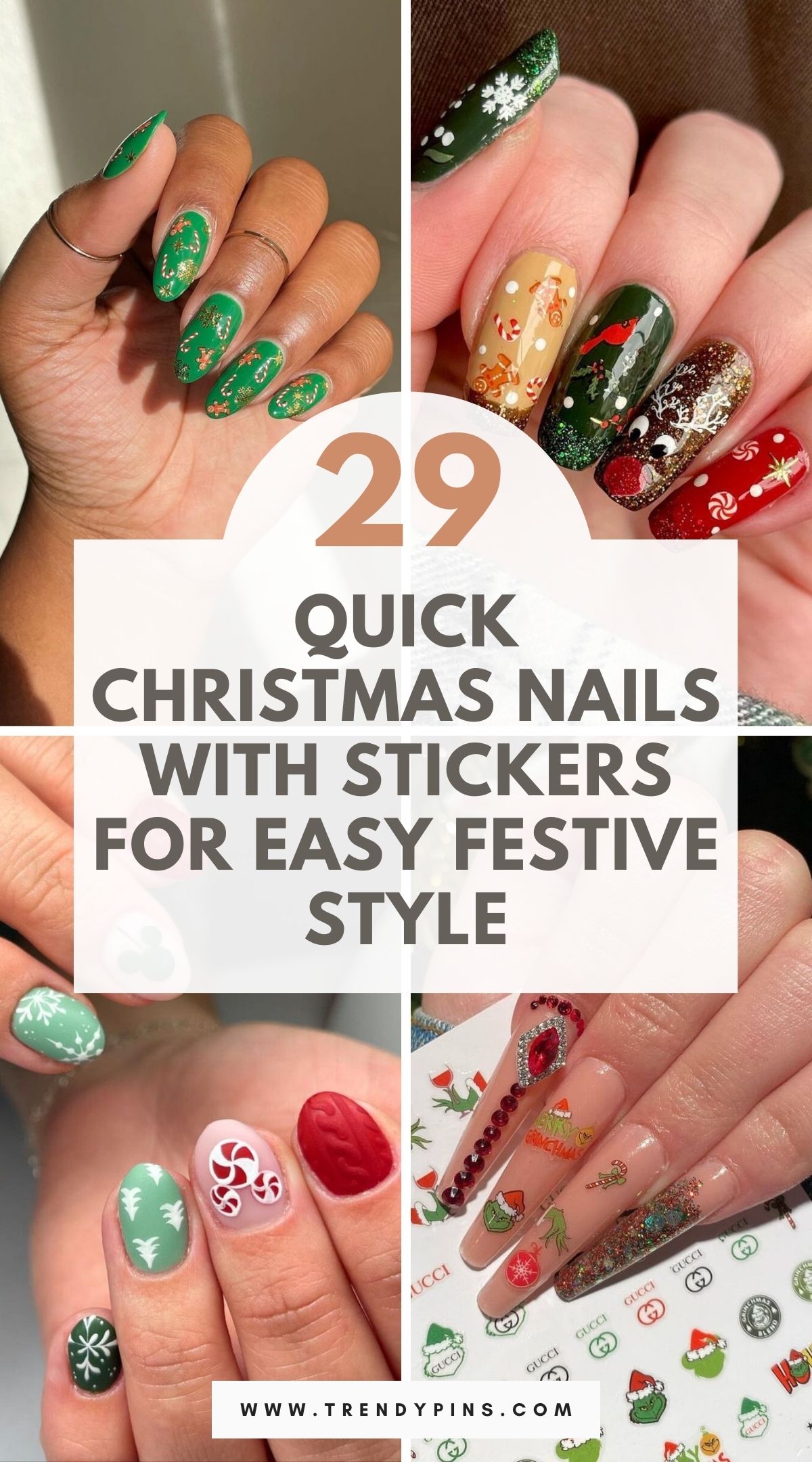 29 Fun Christmas Nails With Stickers for a Quick Festive Look