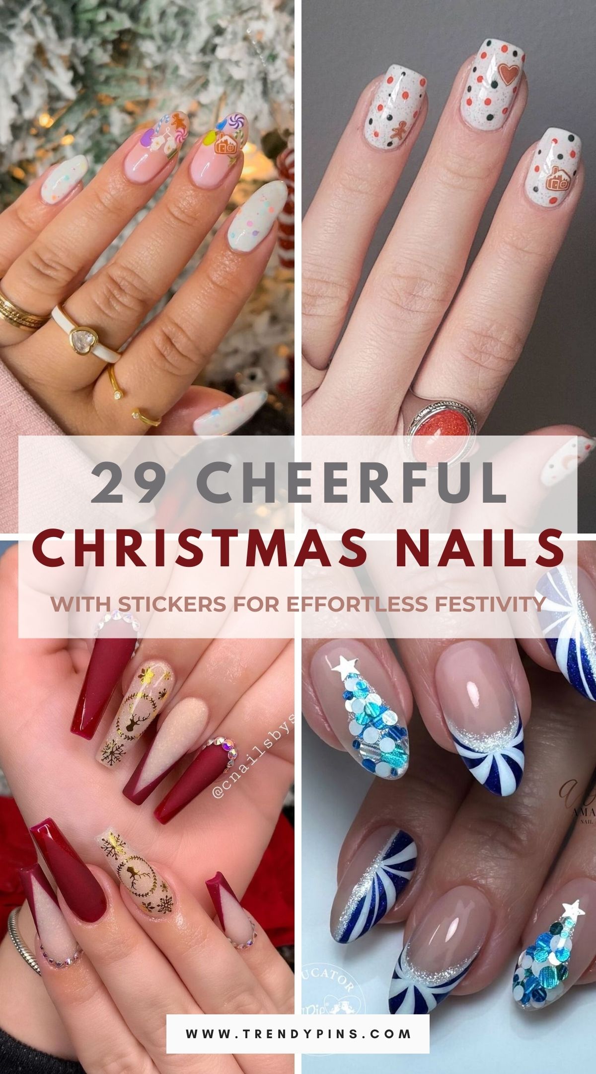 29 Fun Christmas Nails With Stickers for a Quick Festive Look