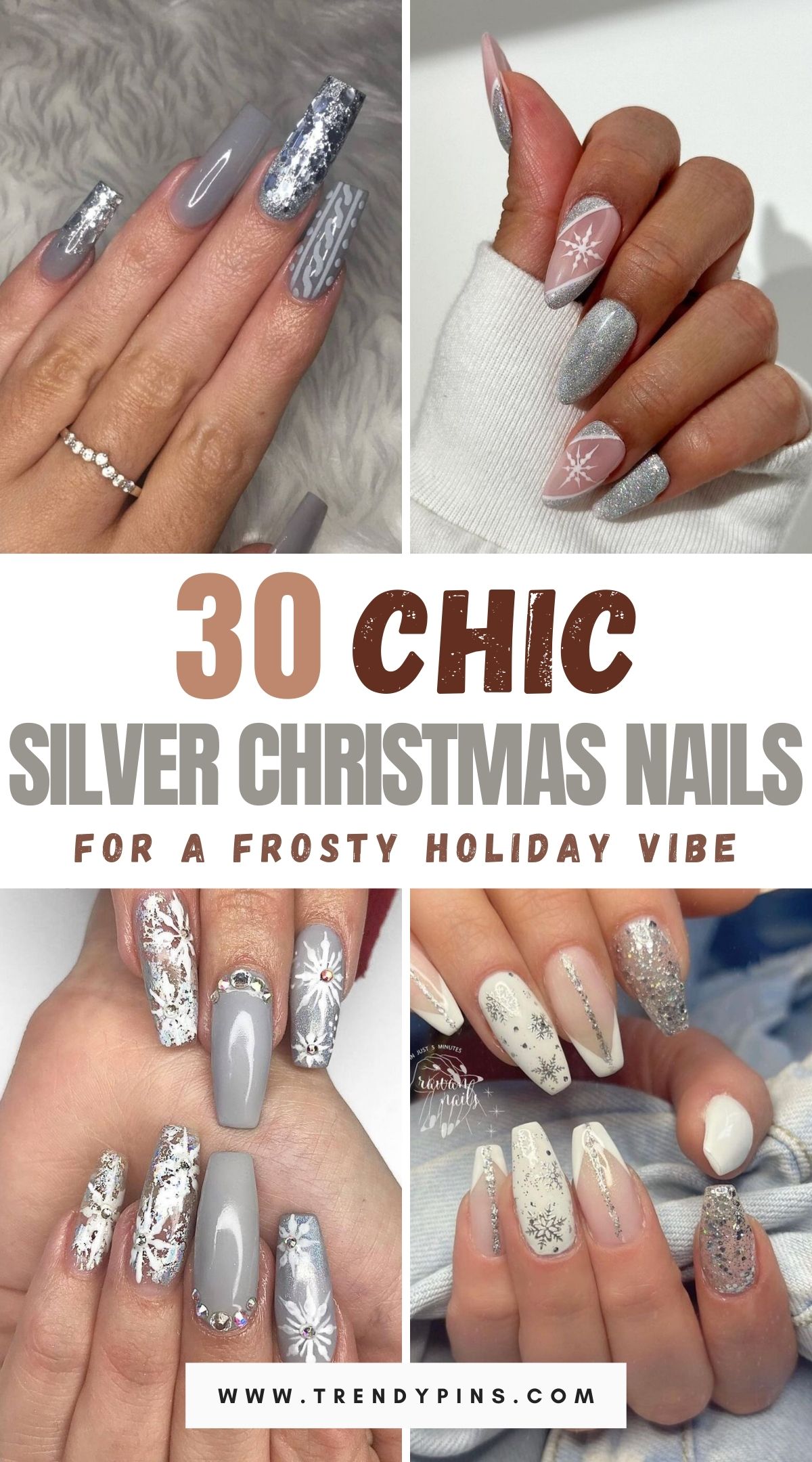 30 Chic Silver Christmas Nails for a Frosty Festive Vibe