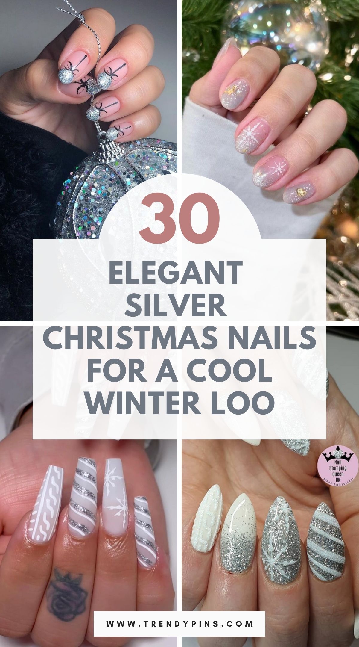 30 Chic Silver Christmas Nails for a Frosty Festive Vibe