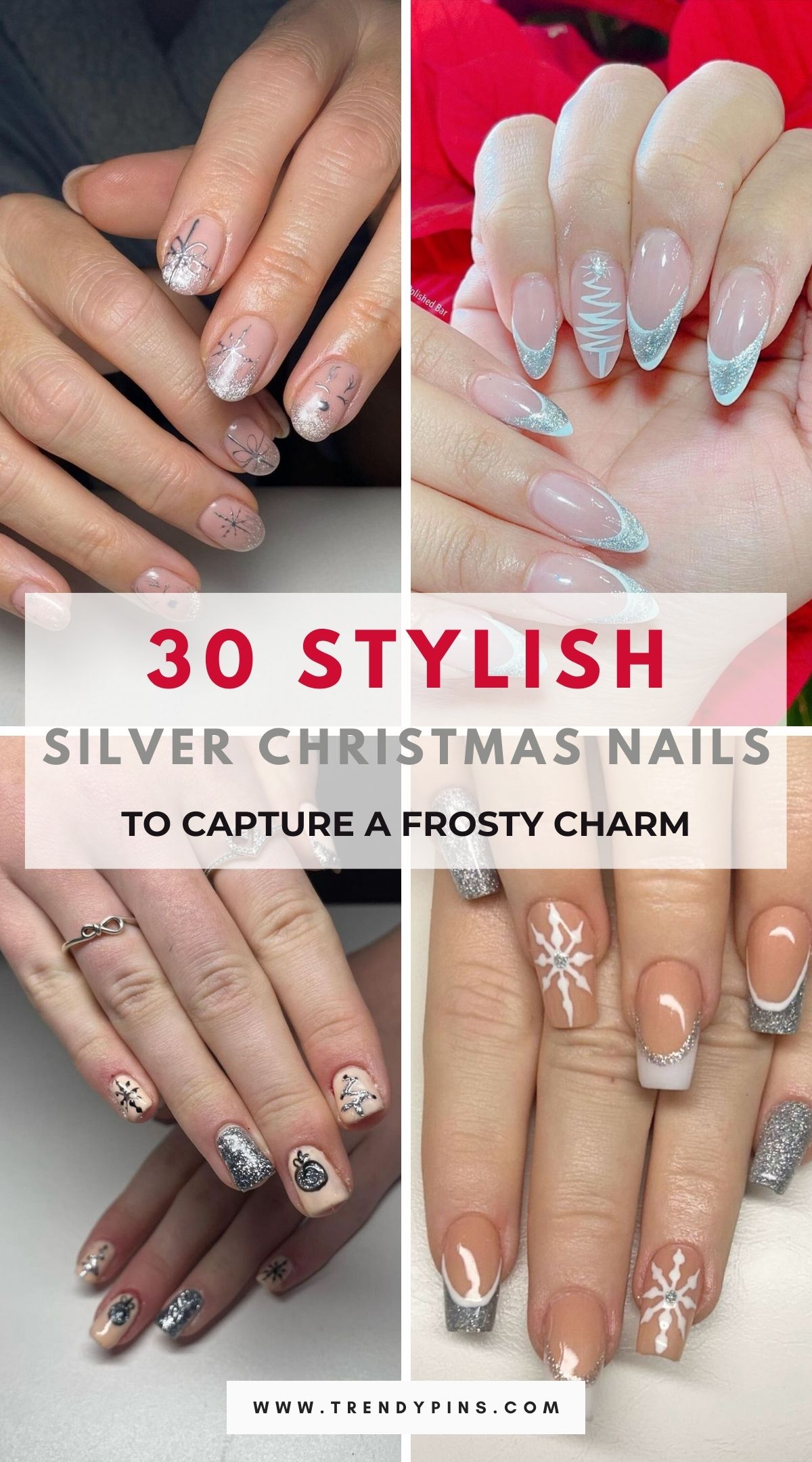 30 Chic Silver Christmas Nails for a Frosty Festive Vibe
