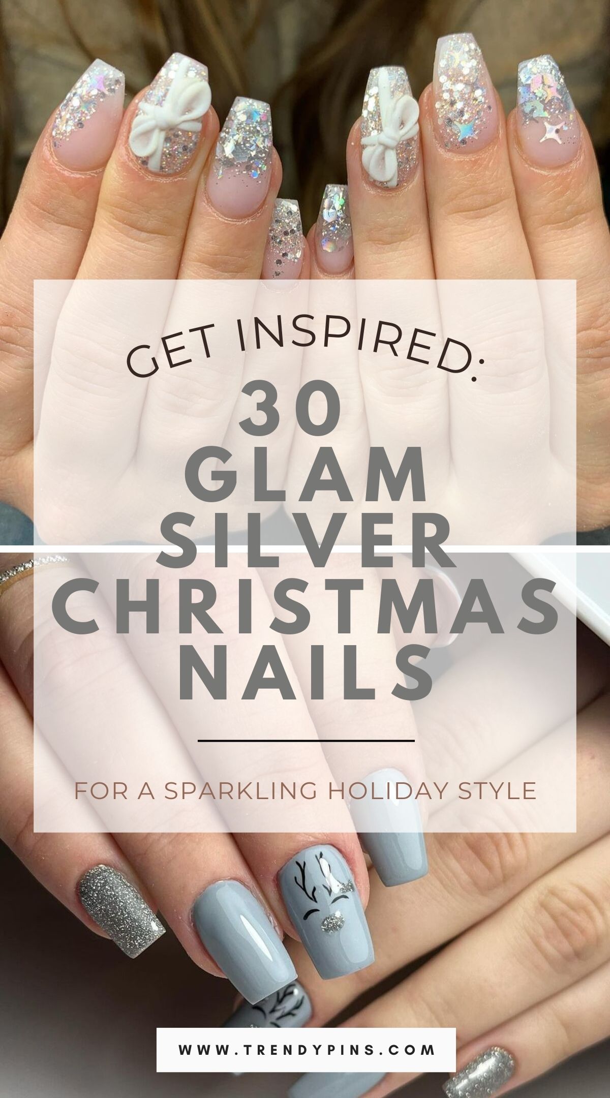 30 Chic Silver Christmas Nails for a Frosty Festive Vibe