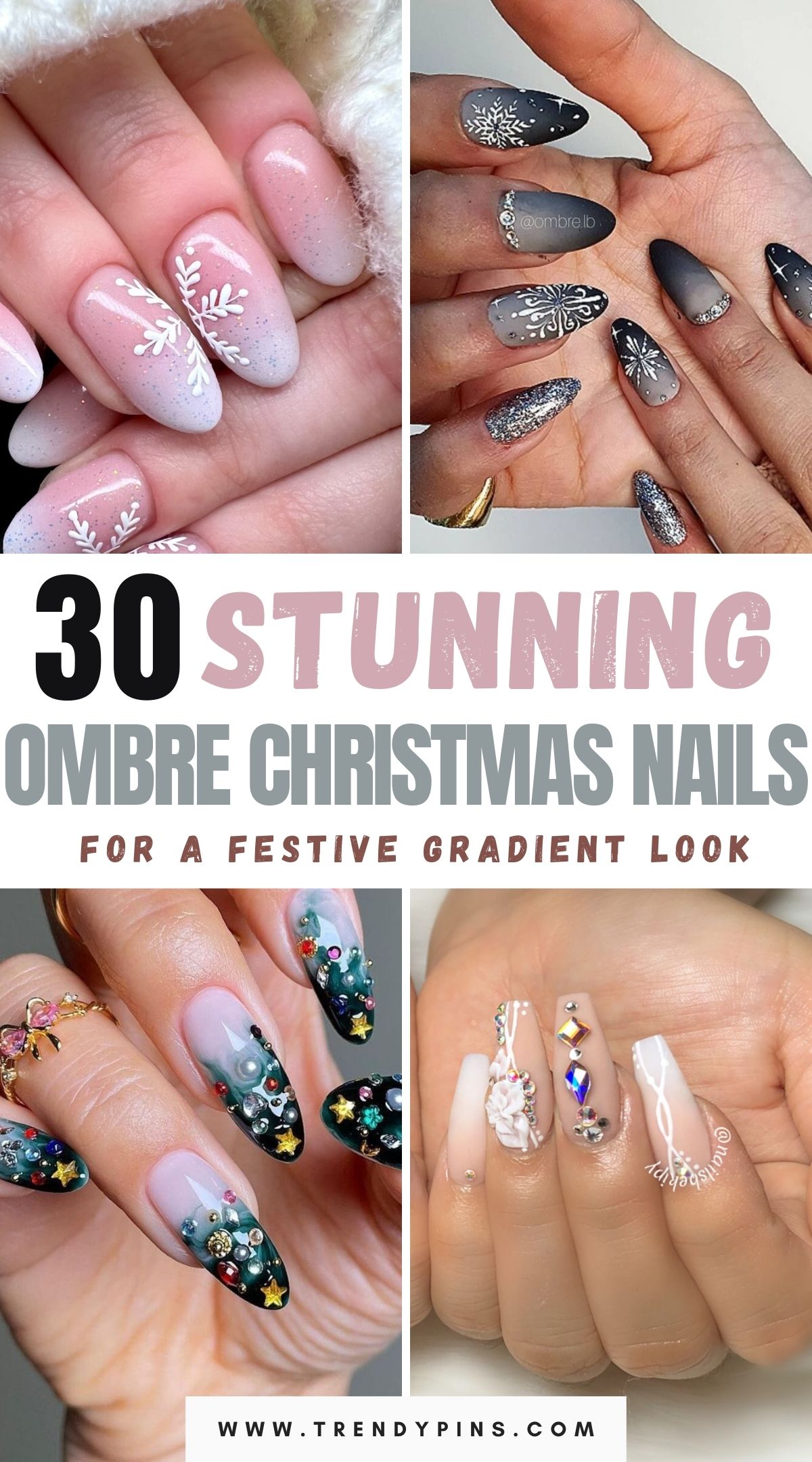 30 Beautiful Ombre Christmas Nails for a Gradient of Festive Colors