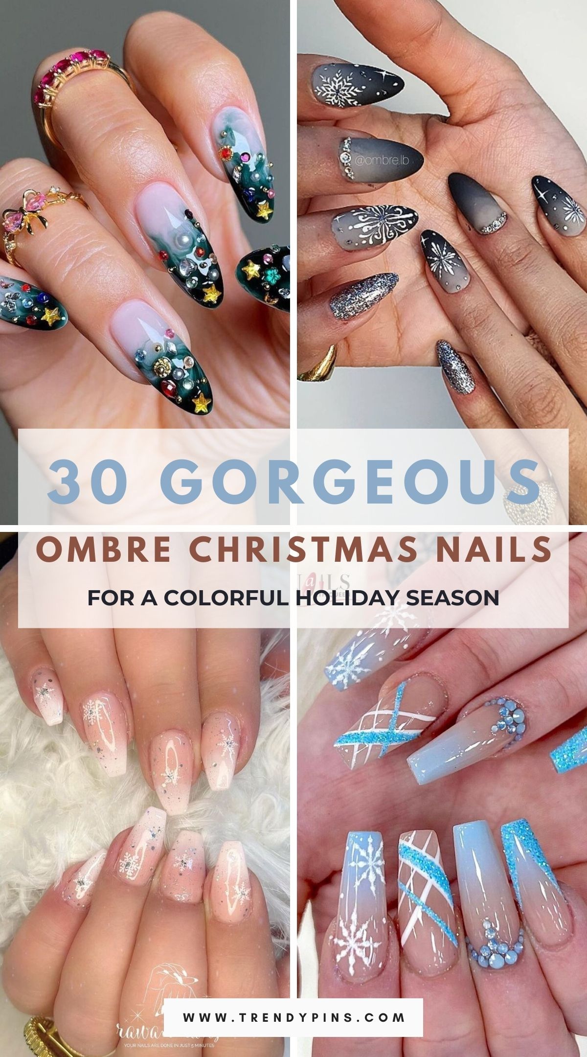 30 Beautiful Ombre Christmas Nails for a Gradient of Festive Colors