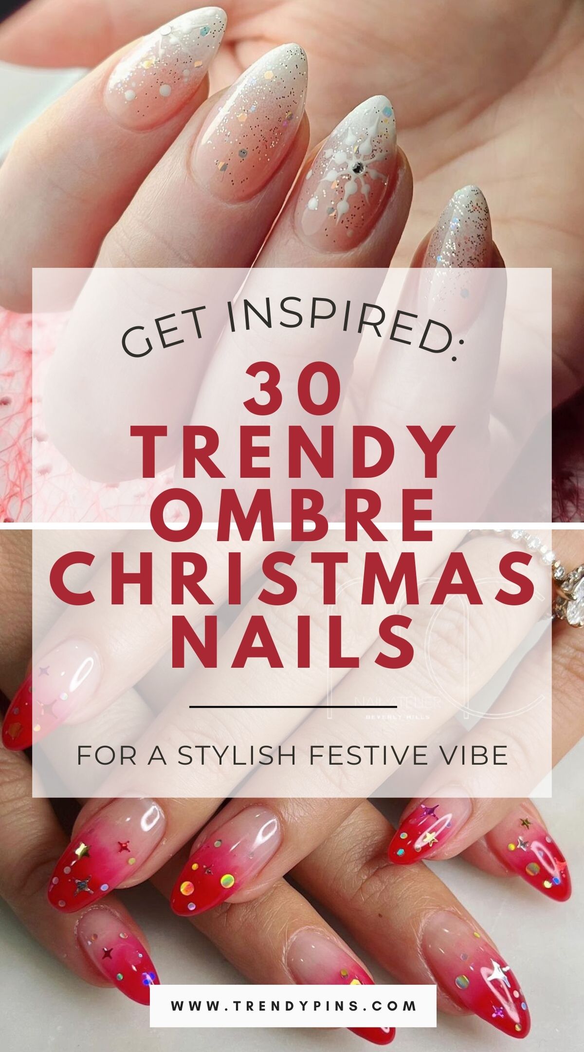 30 Beautiful Ombre Christmas Nails for a Gradient of Festive Colors
