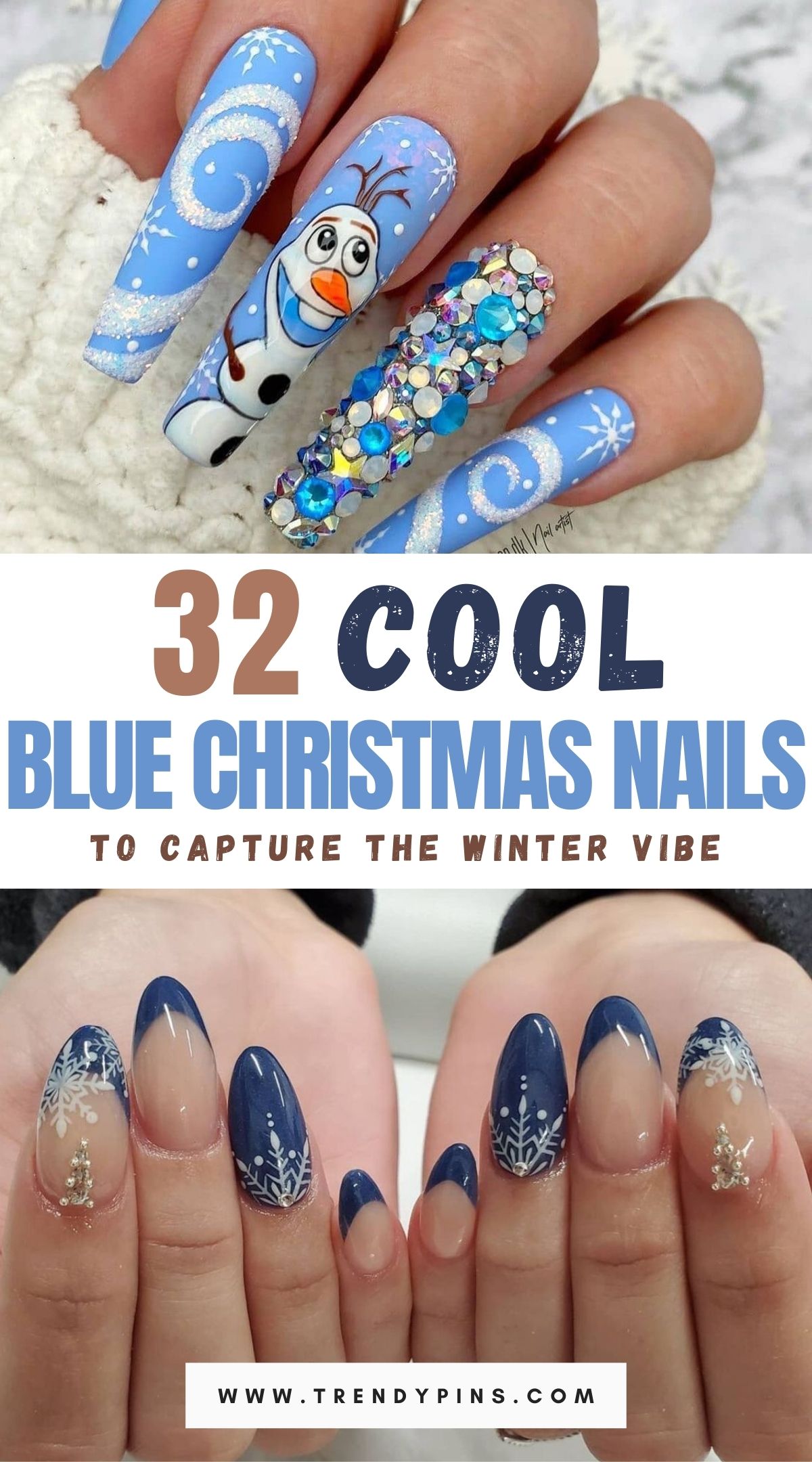 32 Cool Blue Christmas Nails for a Winter Wonderland Feel