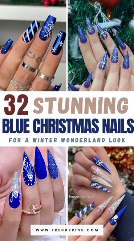 32 Cool Blue Christmas Nails for a Winter Wonderland Feel
