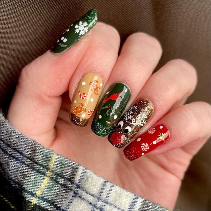 29 Fun Christmas Nails With Stickers for a Quick Festive Look