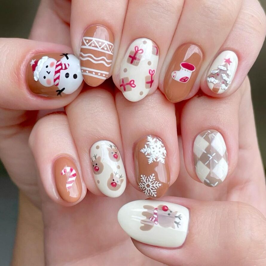 29 Fun Christmas Nails With Stickers for a Quick Festive Look