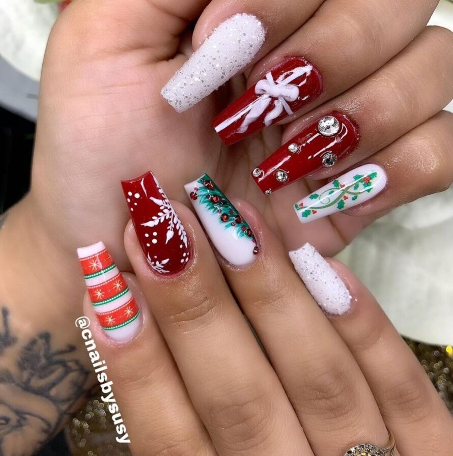 29 Fun Christmas Nails With Stickers for a Quick Festive Look