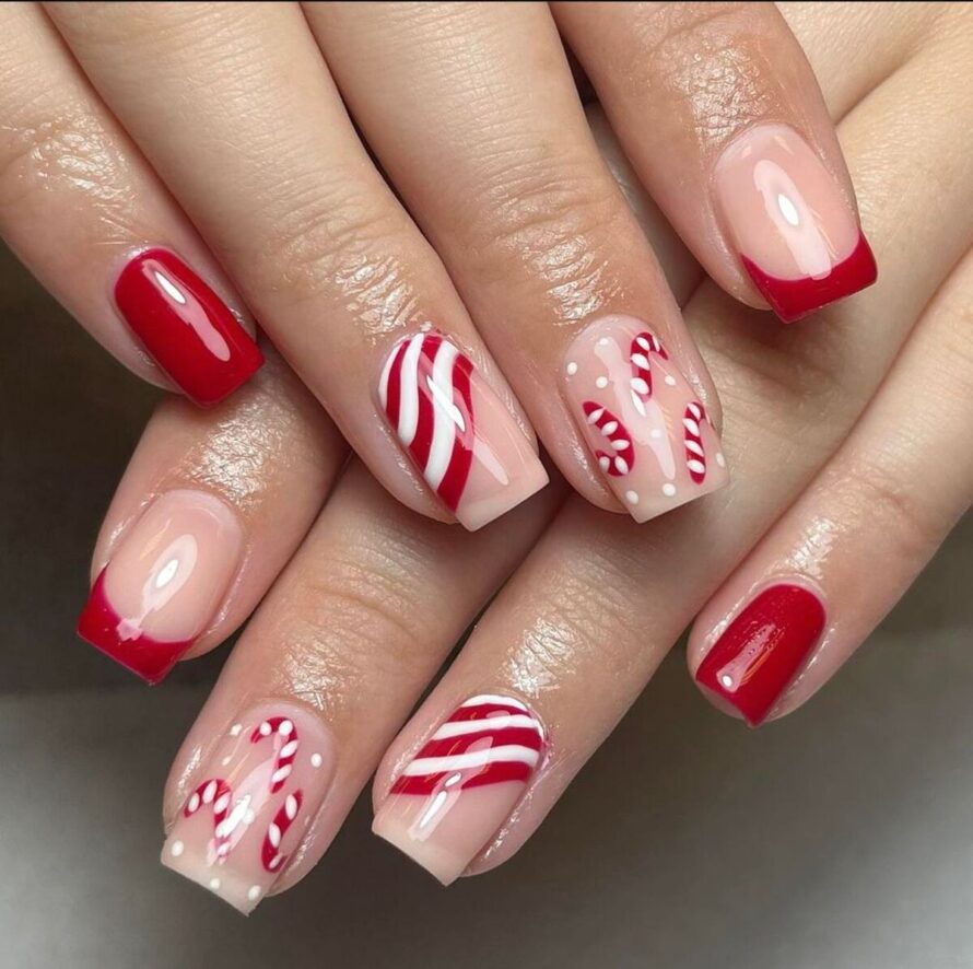 28 Sweet Candy Cane Christmas Nails To Satisfy Your Holiday Sweet Tooth