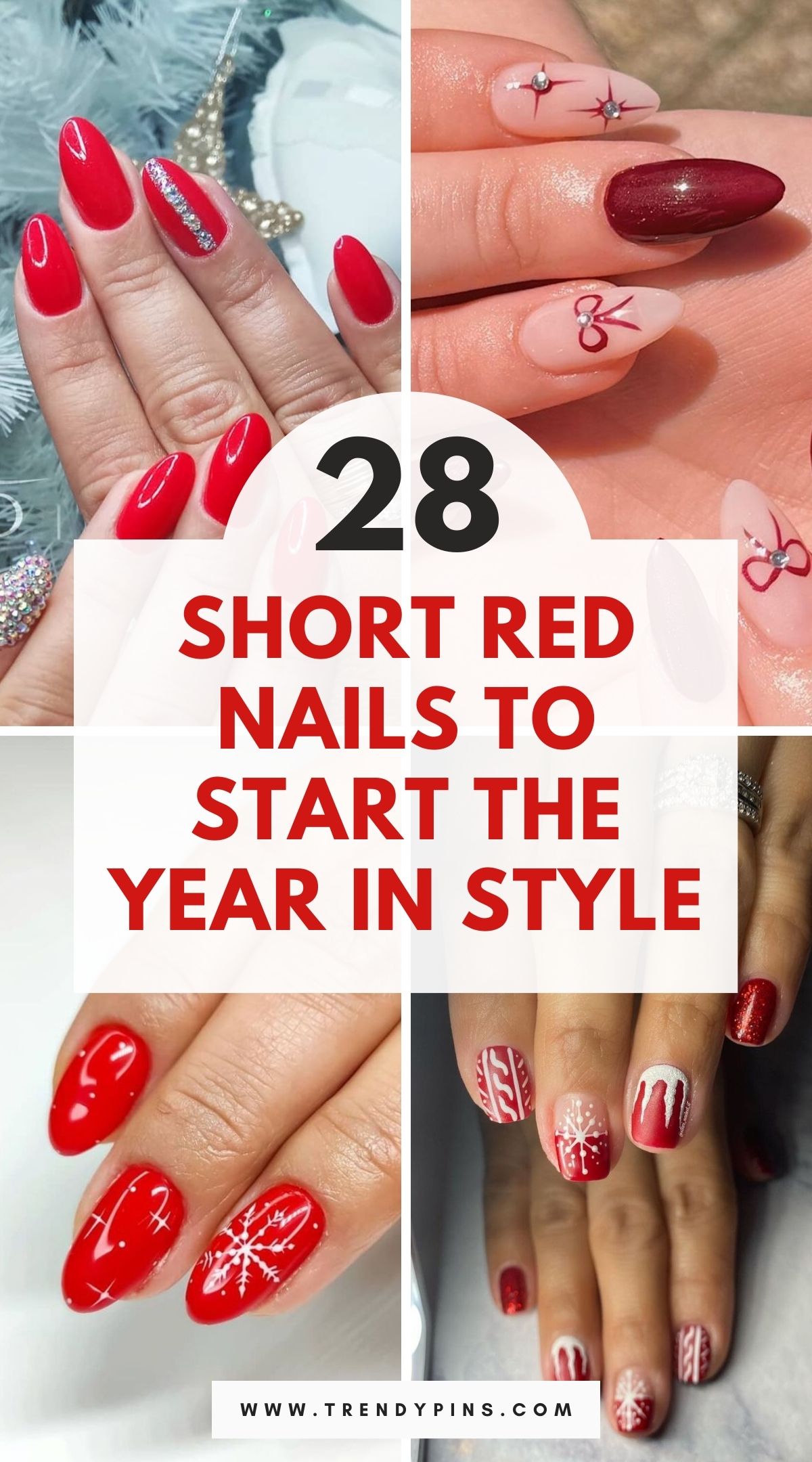 28 Stunning Short Red Nail Designs for a Festive New Year's Celebration